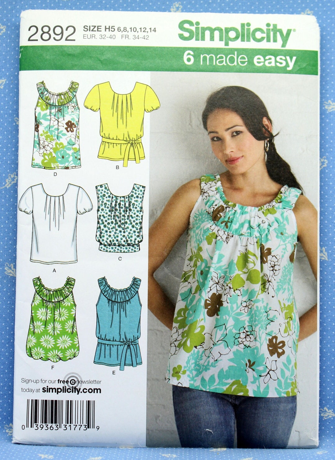 Simplicity Sewing Pattern 2892, Misses' Easy Tops With Neckline ...