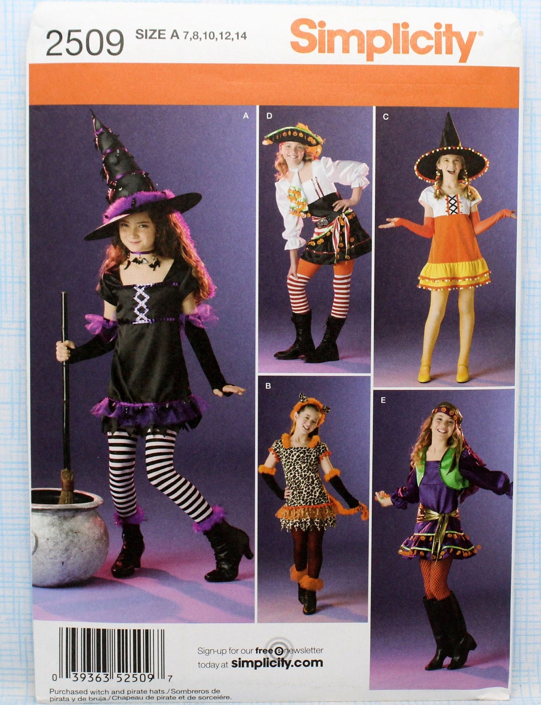 Simplicity Sewing Pattern 2509, Girl's Witch, Pirate, Gypsy and Cheetah ...