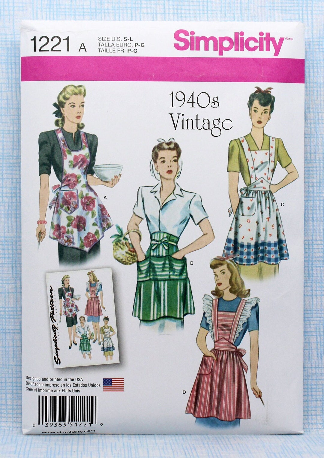 Simplicity Sewing Pattern 1221, Misses' Vintage Look Aprons, Misses ...