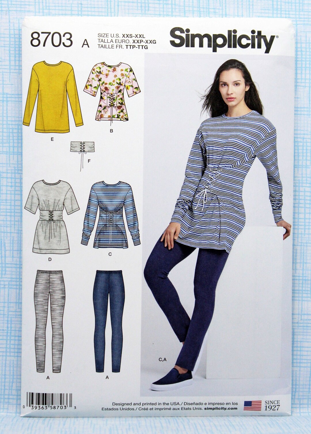 Simplicity Sewing Pattern 8703, Misses' Knit Leggings, Tops and Belt ...