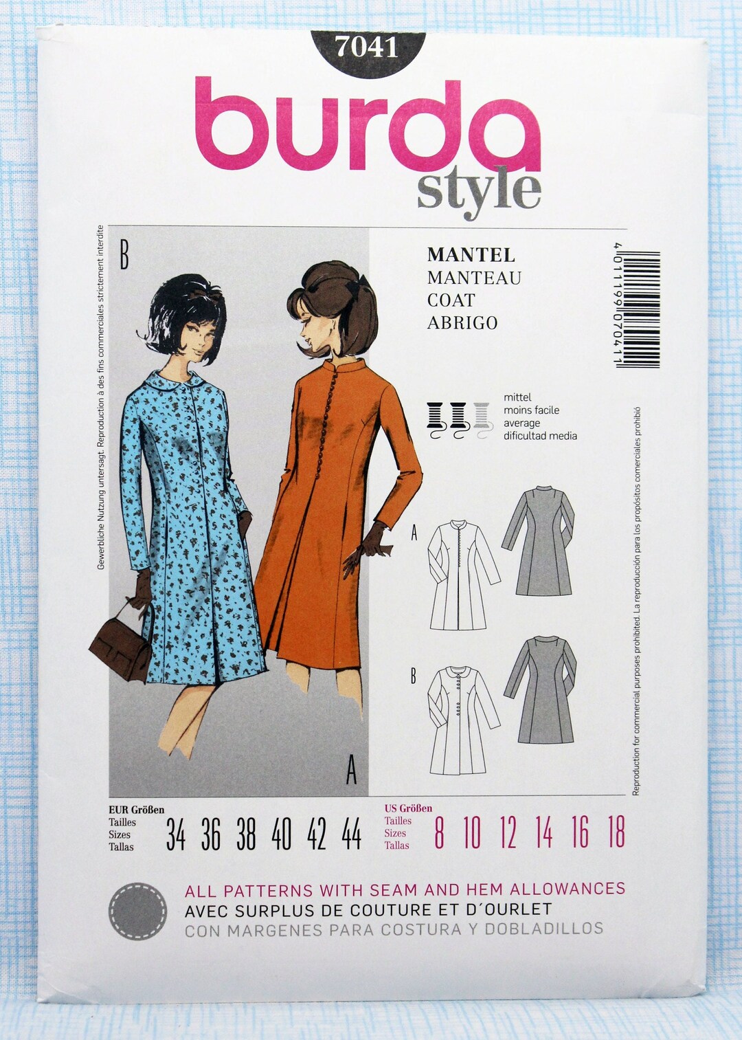 Burda Sewing Pattern 7041 Misses' Retro Coat Dress - Etsy