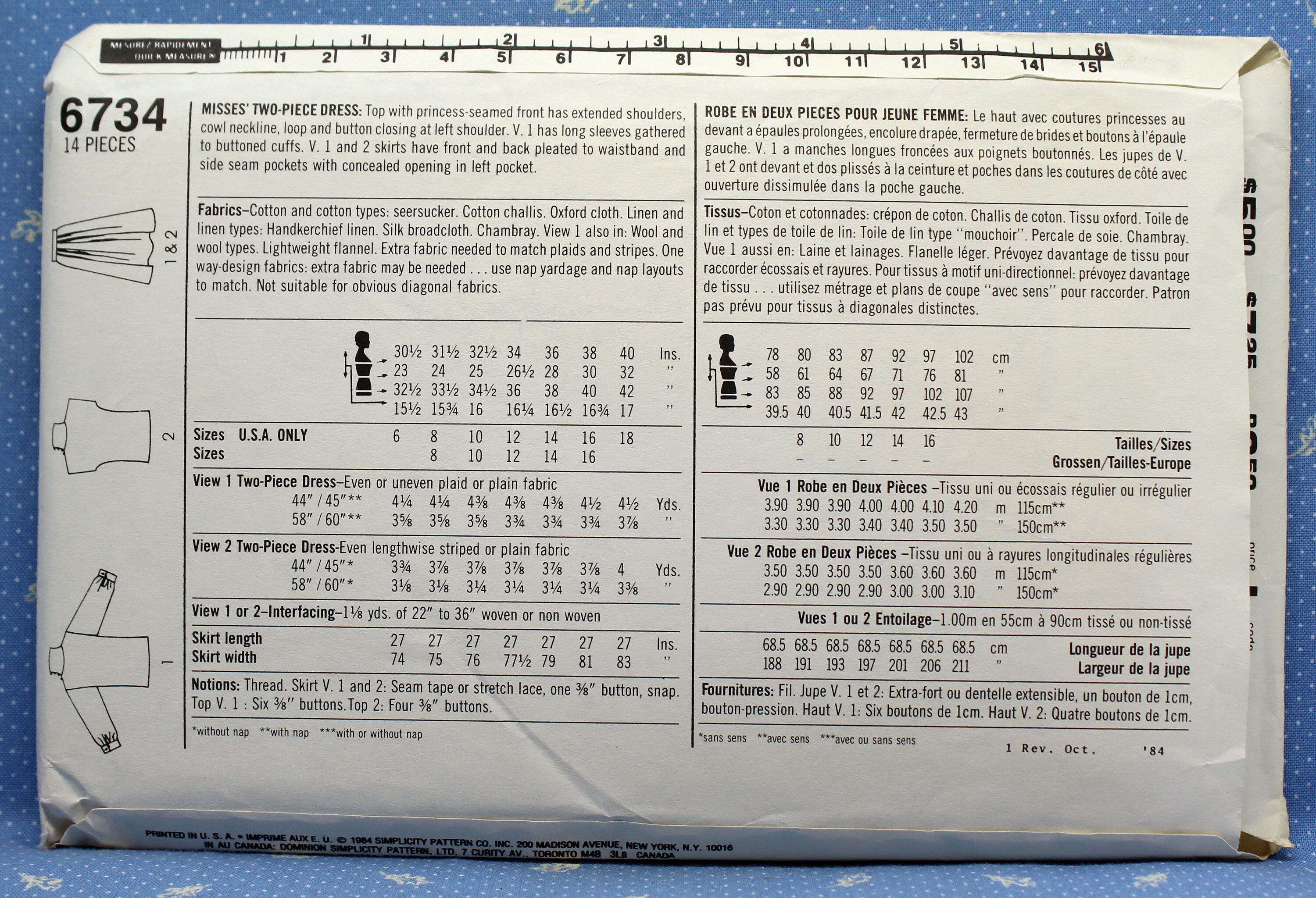 Simplicity Sewing Pattern 6734 Misses' Two Piece Dress - Etsy