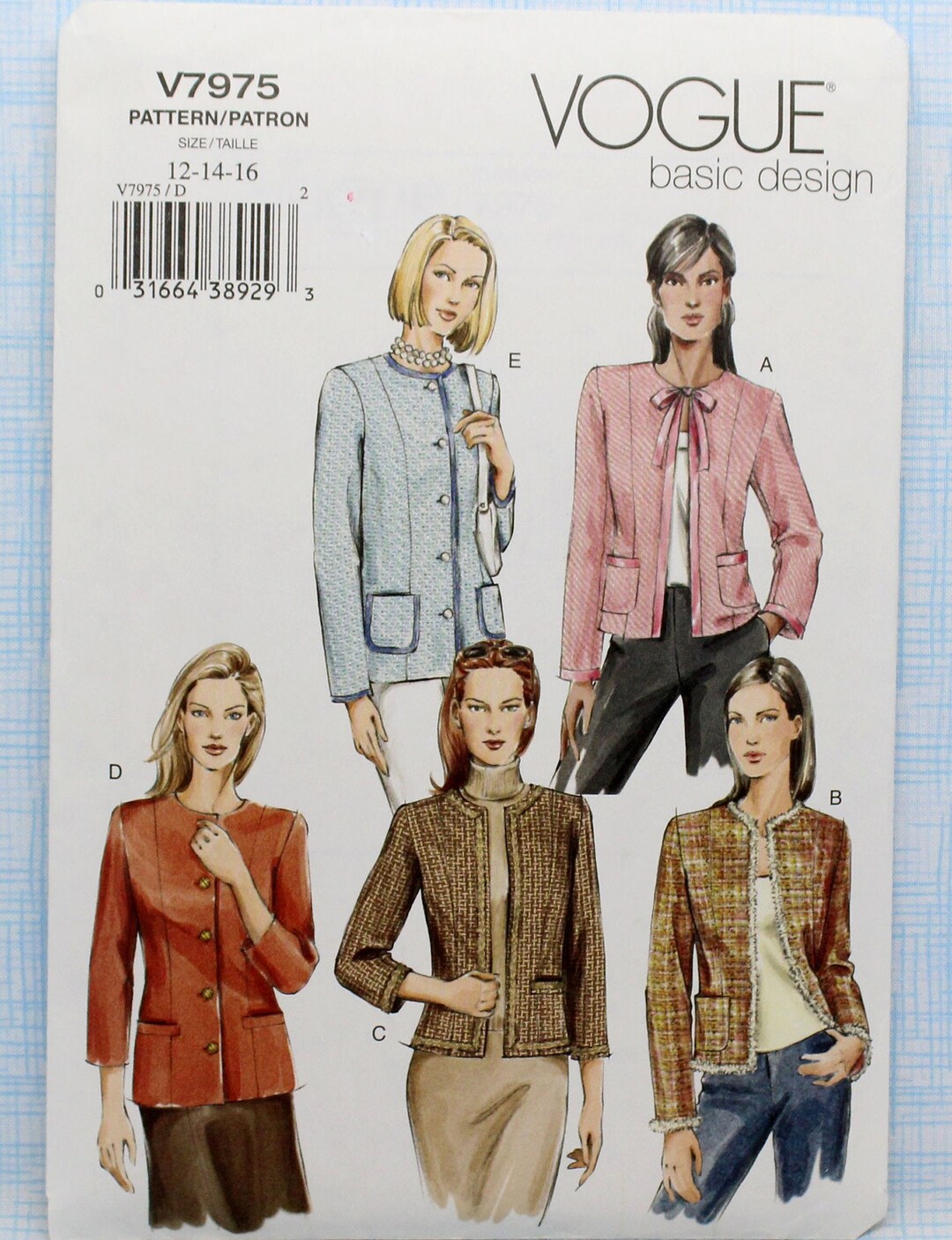 Vogue Sewing Pattern 7975, Misses'/miss Easy Petite Jacket, Uncut/ff ...