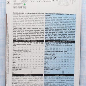 Butterick Sewing Pattern 6196, Misses' Renaissance Dress Historical ...