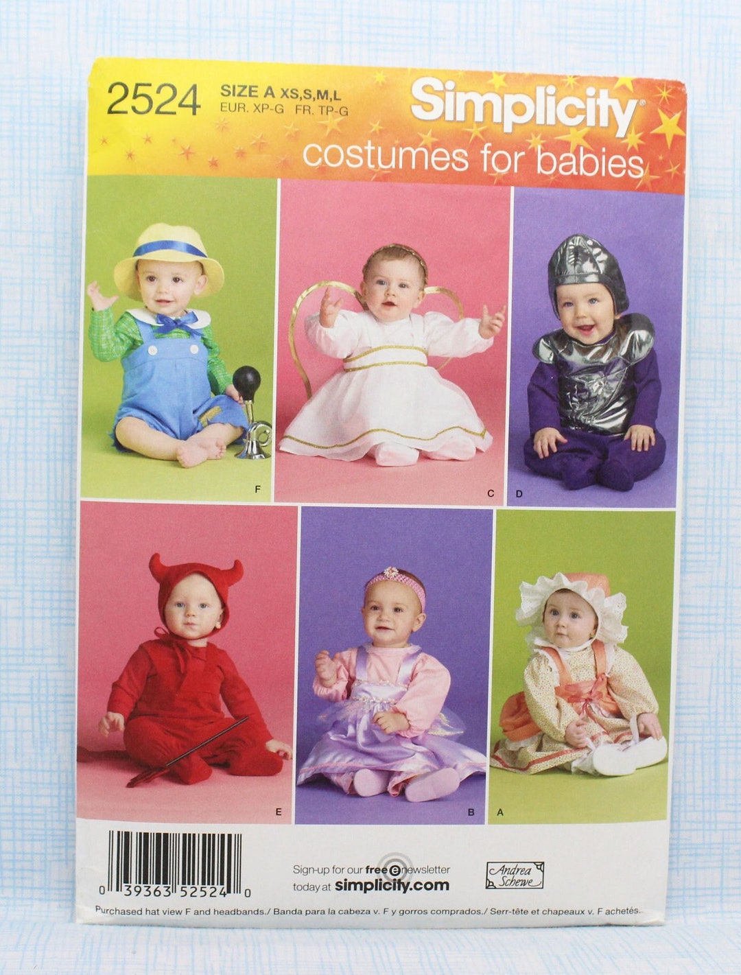 Simplicity Sewing Pattern 2524, Baby Costume Sewing Pattern, Uncut/ff ...