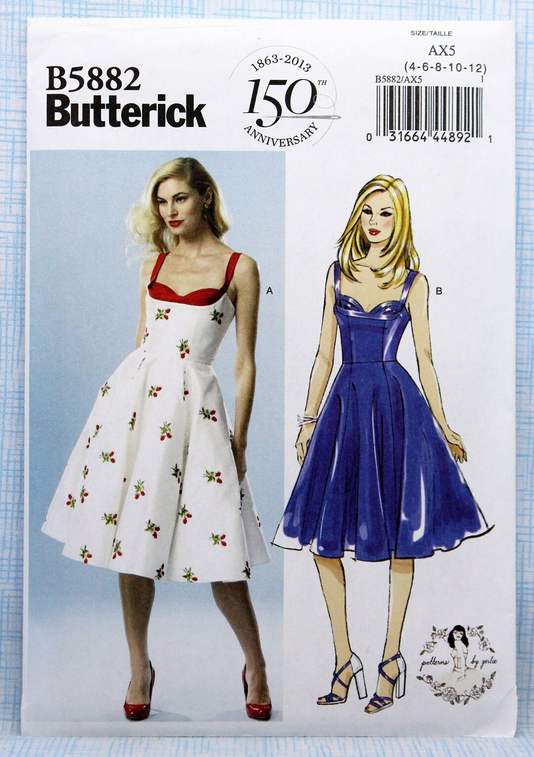 Butterick Sewing Pattern 5882, Misses' Lined Dress With Shoulder Straps ...