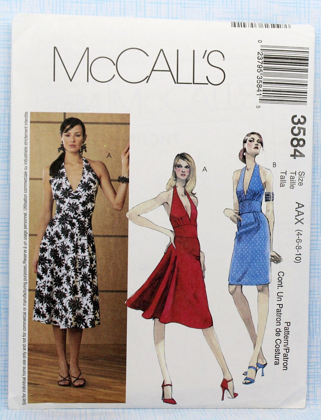 Mccall's Sewing Pattern 3584, Misses' Halter Dresses, Uncut/ff, Misses ...