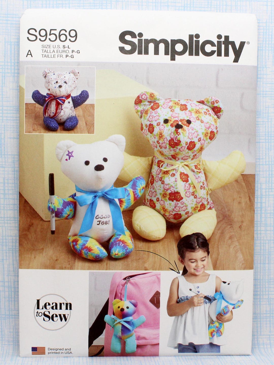 Simplicity Sewing Pattern 9569, Plush Memory Bears, Learn to Sew Bear ...
