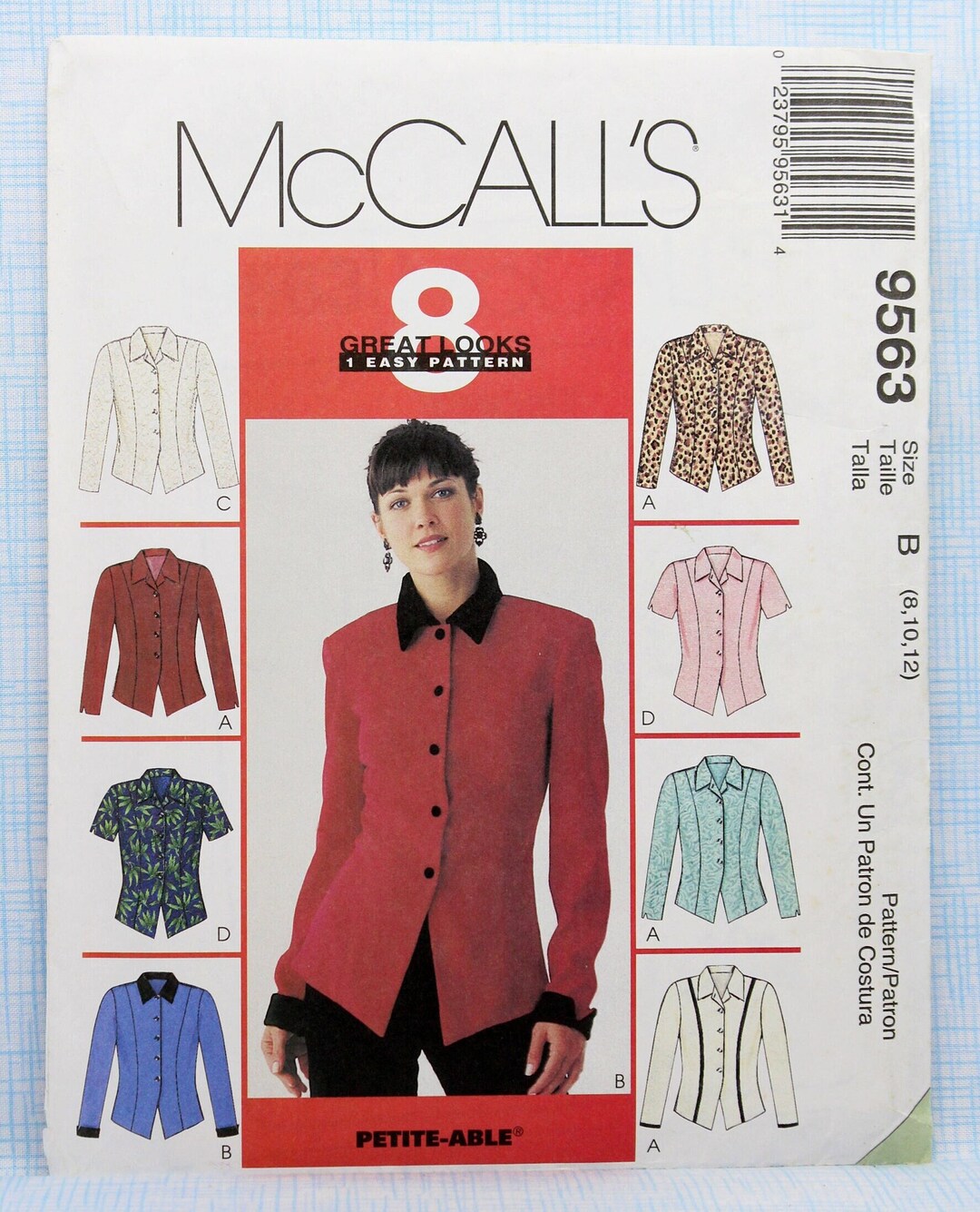 Mccall's Sewing Pattern 9563, Misses' Front Button Tops With Sleeve ...
