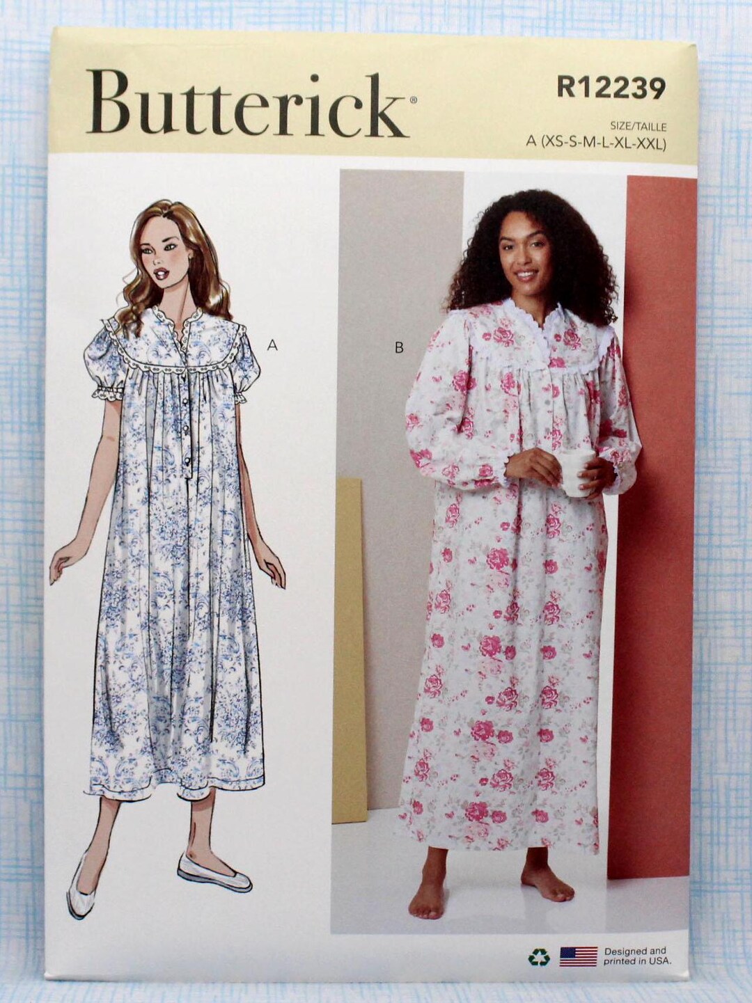 Butterick Sewing Pattern R12239, Misses' Nightgown With Sleeve and ...
