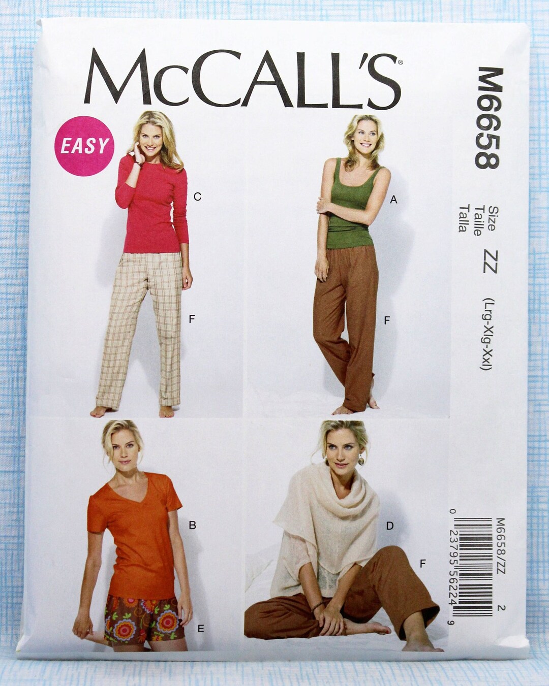 Mccall's Sewing Pattern 6658, Misses' Easy Pullover Tops, Shorts and ...