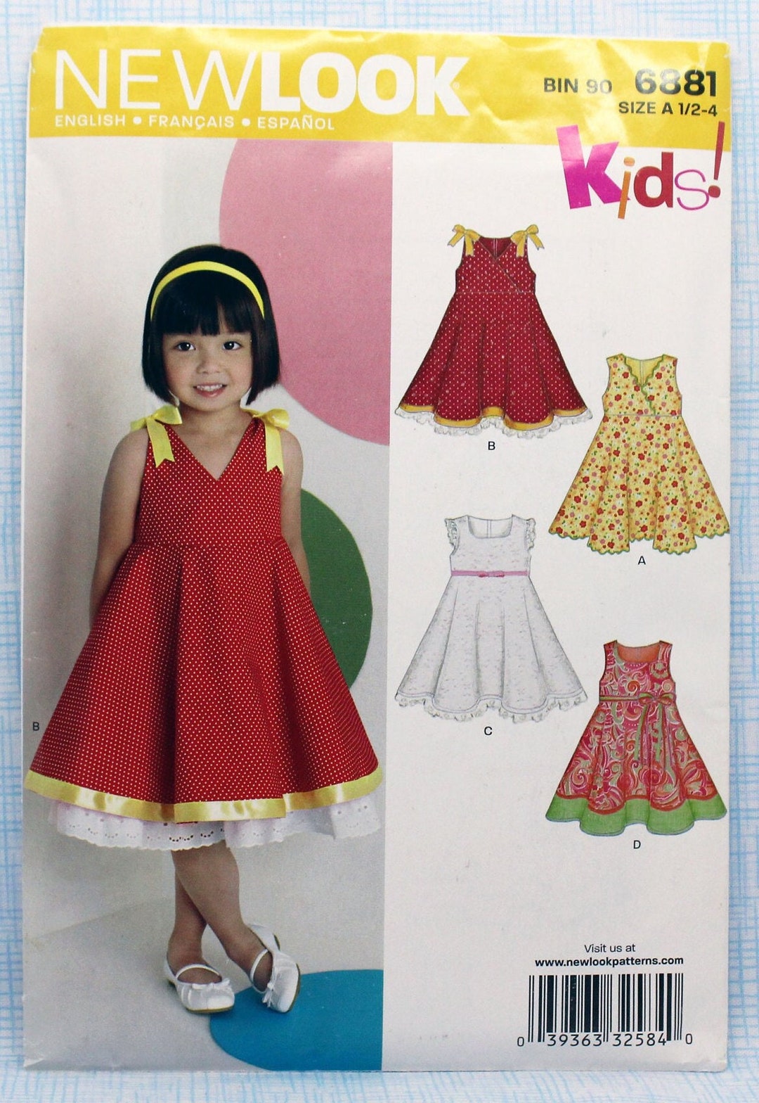 New Look Sewing Pattern 6881, Toddler's Raised Waist Dress Sewing ...