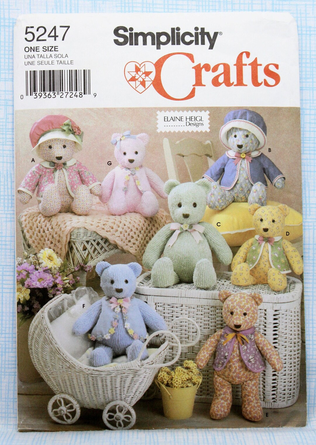 Simplicity Sewing Pattern 5247, Decorative Bears and Clothes, Uncut/ff ...