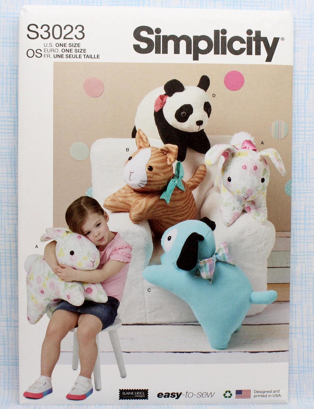 Simplicity Sewing Pattern 3023, Plush Bunny, Cat, Dog and Panda Pattern ...