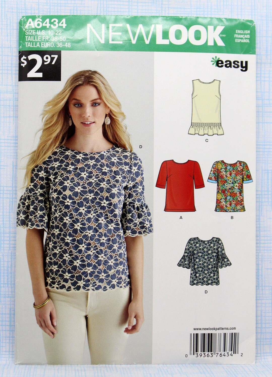 New Look Sewing Pattern 6434, Misses' Boxy Tops, Uncut/ff, Misses' Size 10 12 14 16 18 20 22 - Etsy