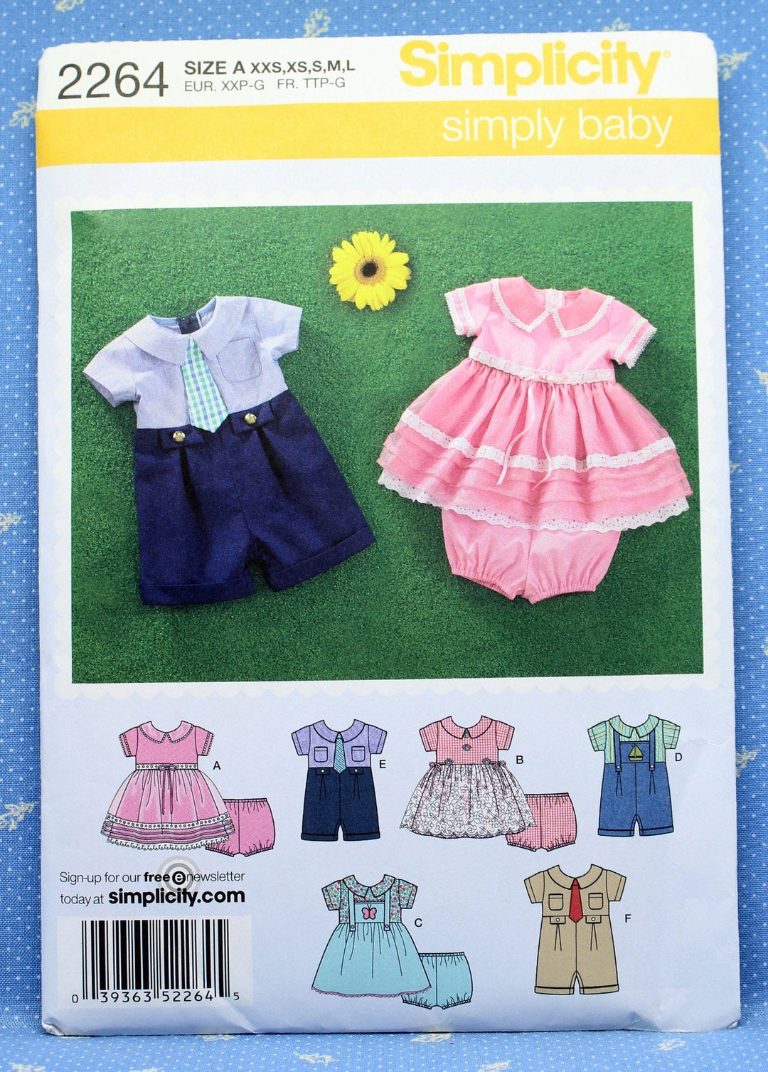 Simplicity Sewing Pattern 2264, Babies' Romper, Dress and Panties ...