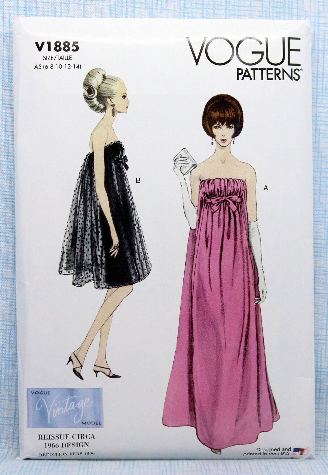 Vogue Sewing Pattern 1885, Misses' Strapless Evening Dress, Uncut/ff ...