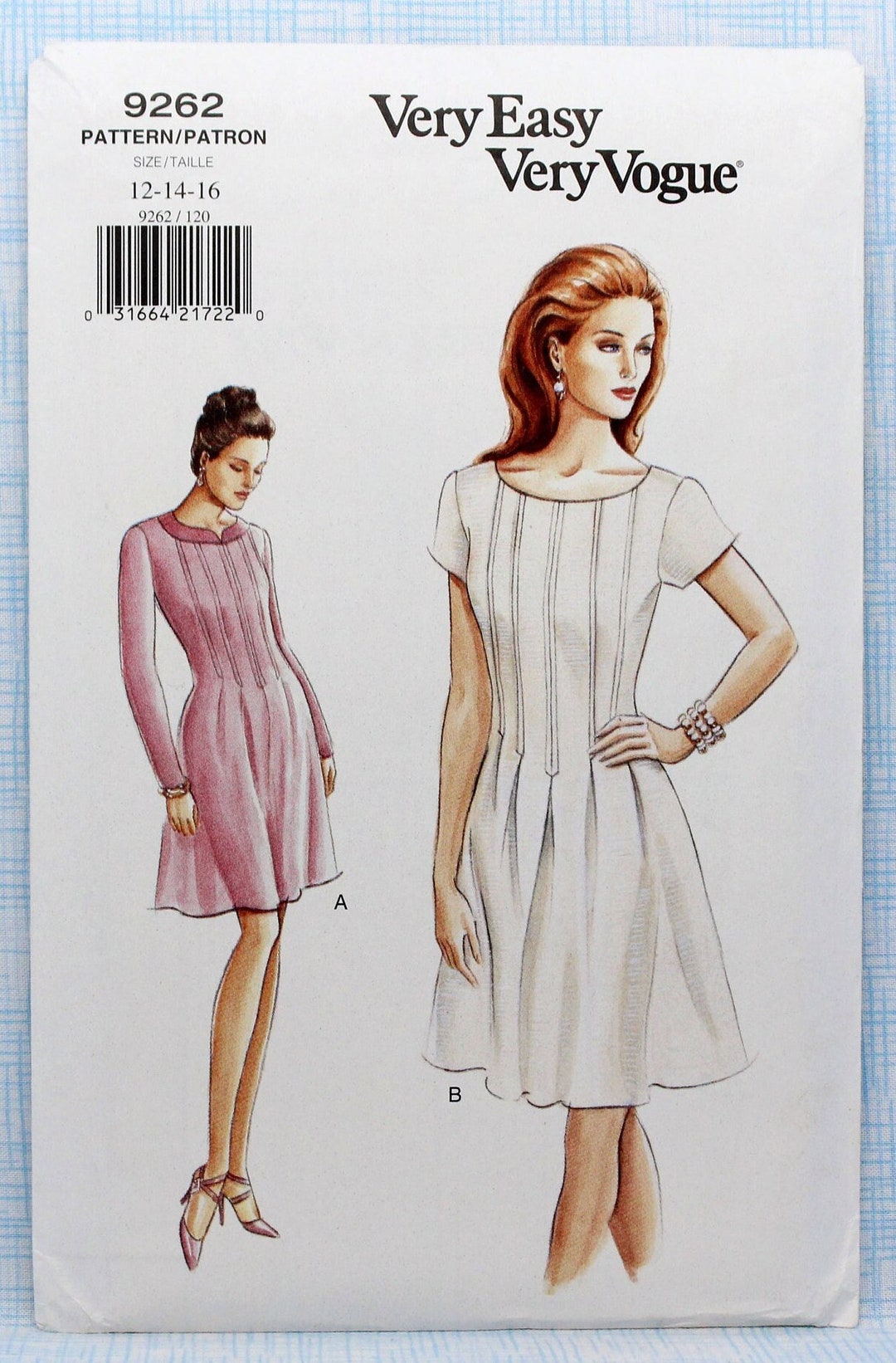 Vogue Sewing Pattern 9262, Misses' Fitted A-line Dress With Front and ...