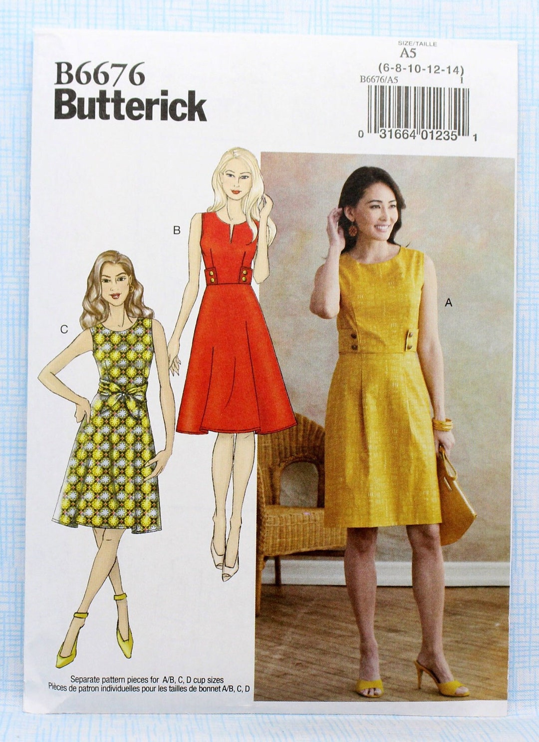 Butterick Sewing Pattern 6676, Misses' Dress With Semi-fitted Bodice ...