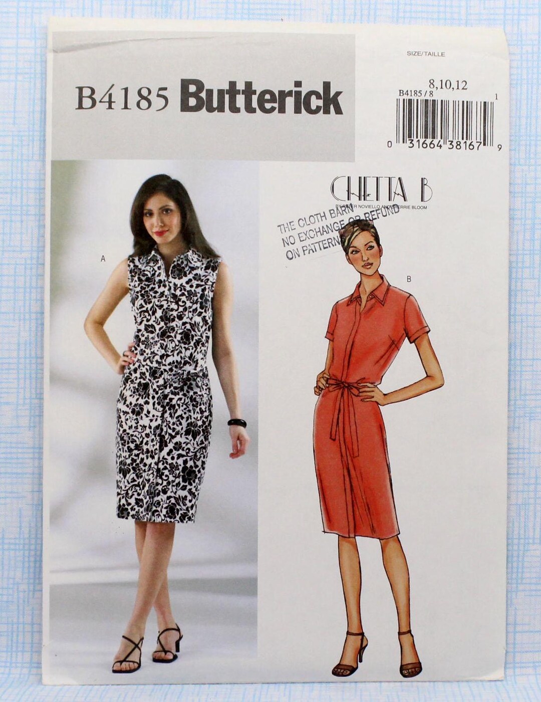 Butterick Sewing Pattern 4185, Misses' Front Button Dress With Sleeve ...