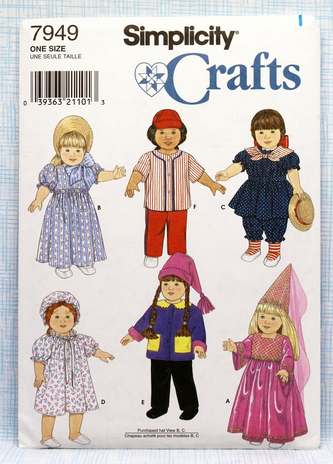Simplicity Sewing Pattern 7949, Doll Clothes Pattern for 18