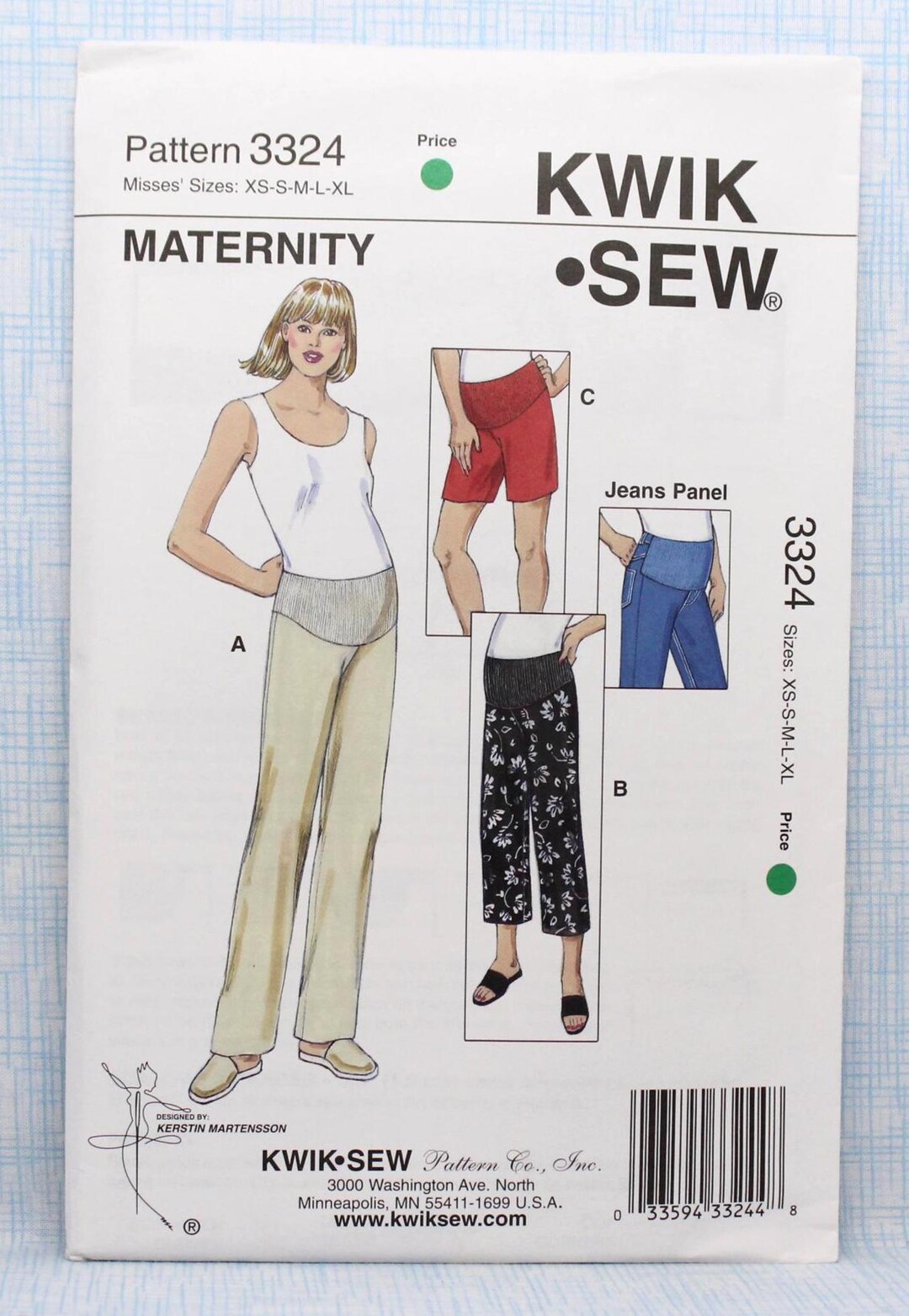 Kwik Sew Pattern 3324, Maternity Pants, Shorts and Jeans Panel Sewing ...
