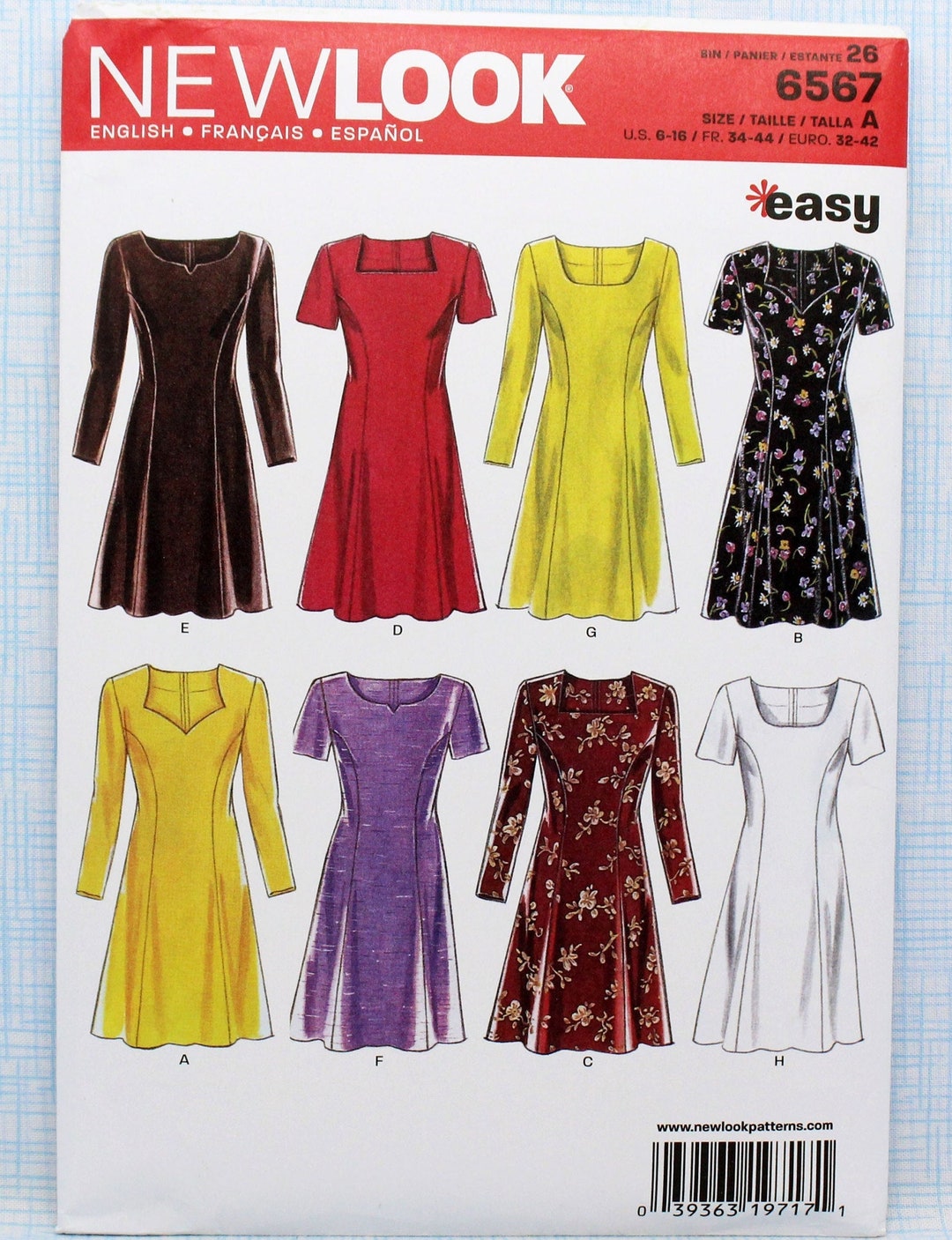 New Look Sewing Pattern 6567, Misses' Dresses With Neckline and Sleeve ...