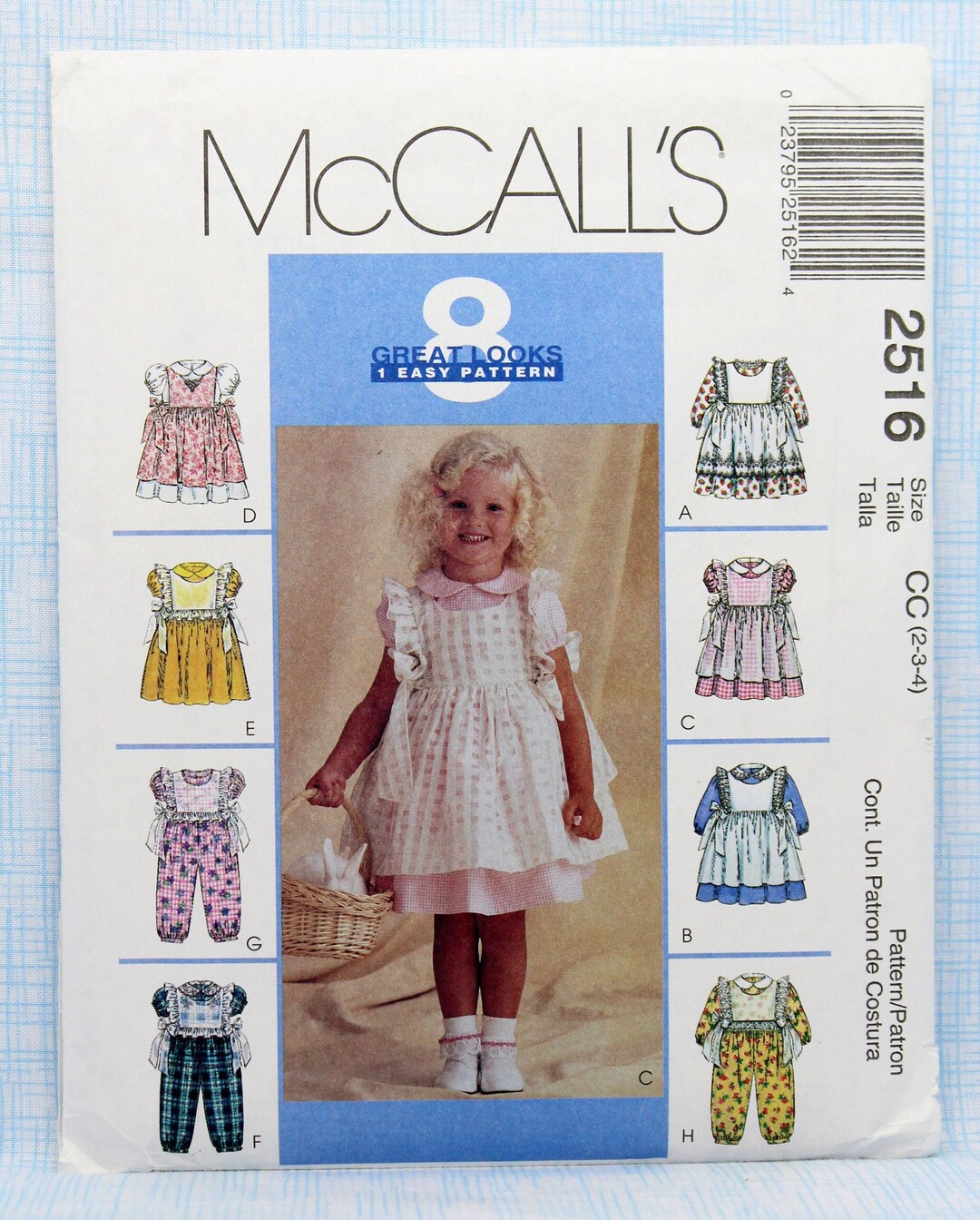 Mccall's Sewing Pattern 2516, Toddler's Dress, Jumpsuit, Pinafore and ...