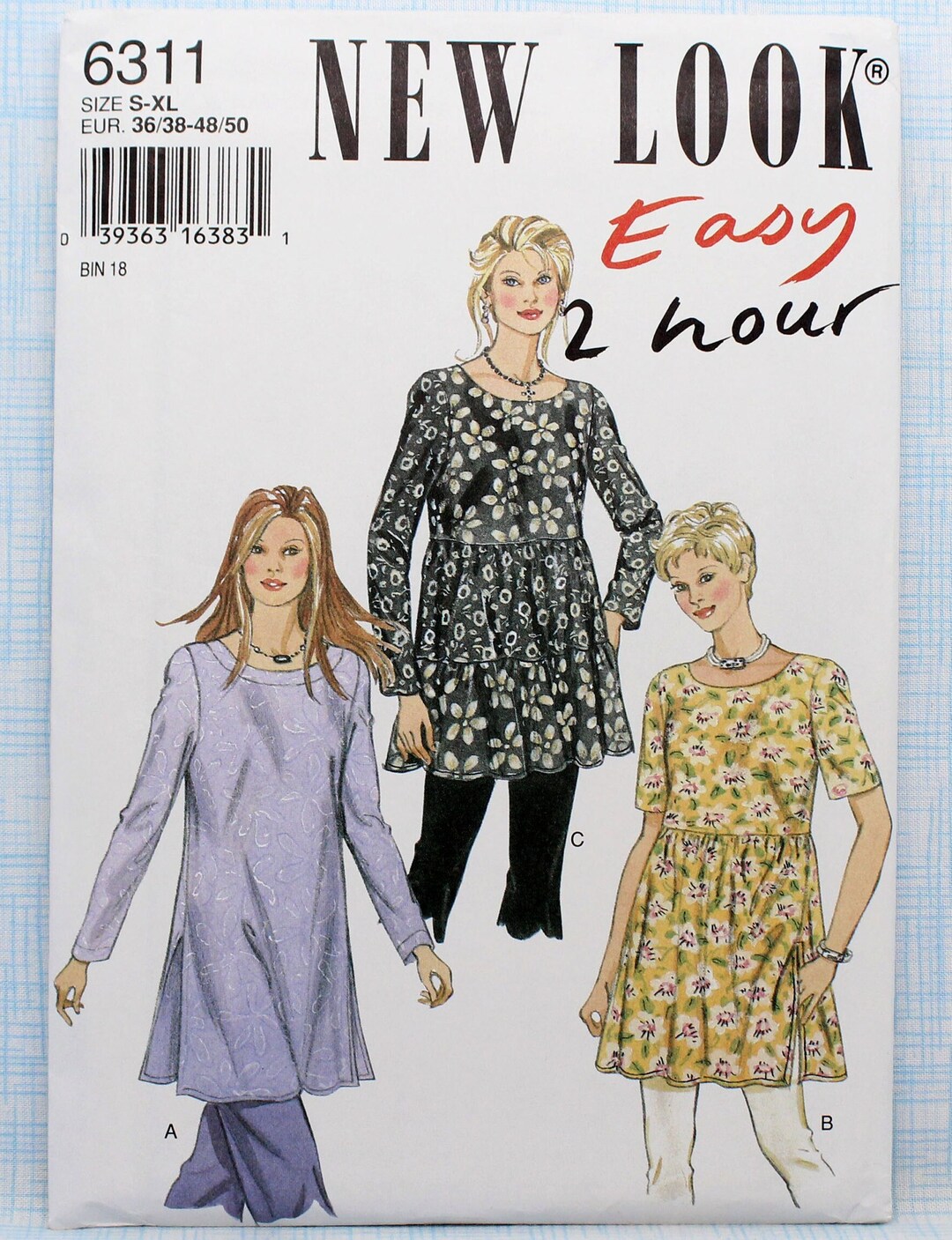 New Look Sewing Pattern 6311, Misses' Tunic Tops With Raised Waist or ...