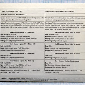 Simplicity Sewing Pattern 8378, Stuffed Dinosaurs Sewing Pattern, Uncut ...