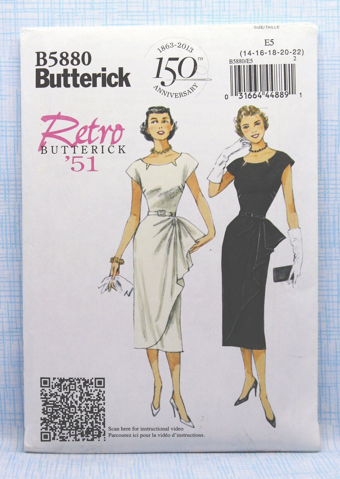 Butterick Sewing Pattern 5880, Misses' Retro Side Ruffle Dress and Belt ...