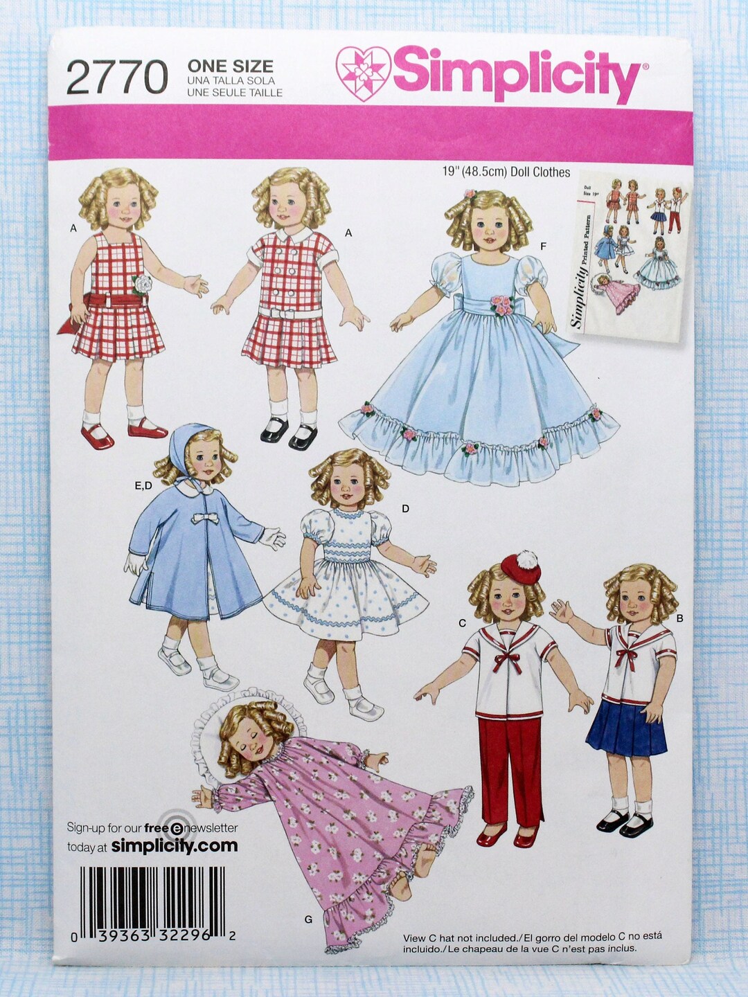 Simplicity Sewing Pattern 2770, Doll Clothes for 19 Dolls, Uncut/ff ...