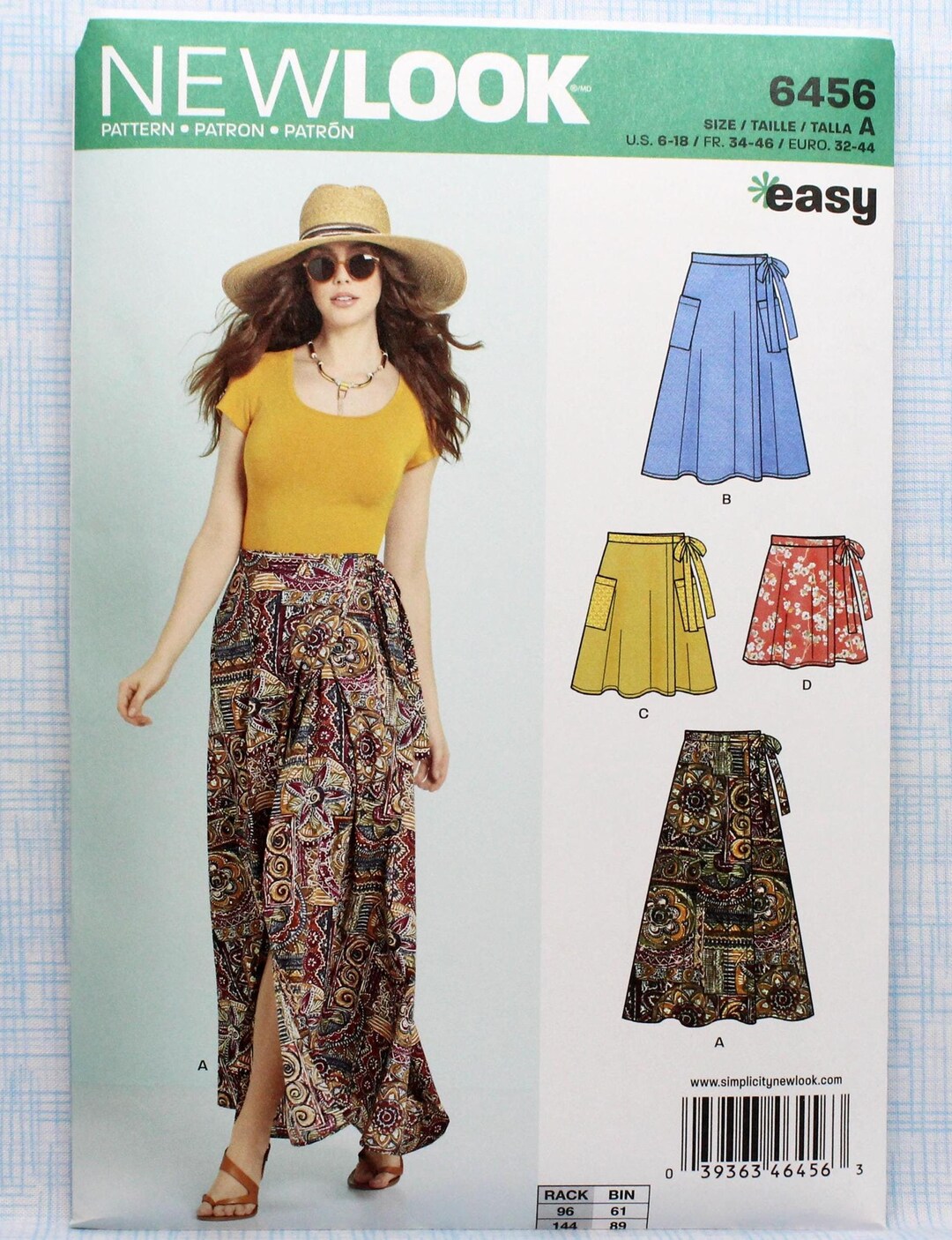 New Look Sewing Pattern 6456 Misses' Wrap Skirts With Length Variations ...