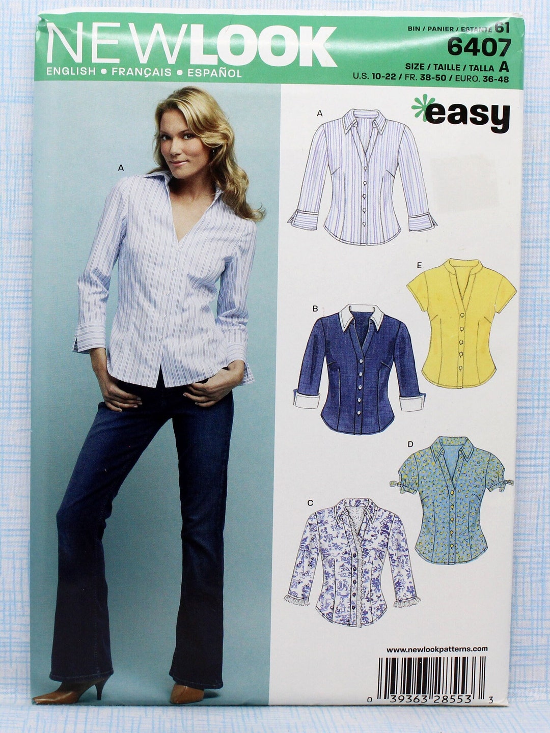 New Look Sewing Pattern 6407, Misses' Easy Front Button Shirt With ...
