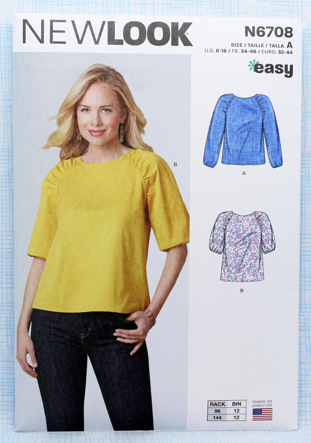 New Look Sewing Pattern 6708, Misses' Tops With Raglan Sleeves, Uncut ...