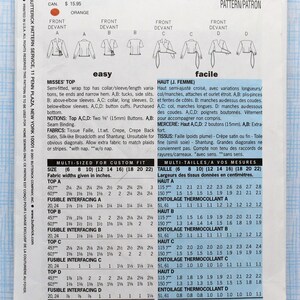 Butterick Sewing Pattern 6768, Misses' Front Wrap Top, Uncut/ff, Misses ...