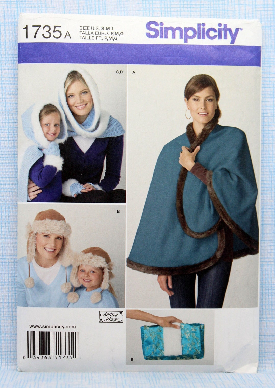 Simplicity Sewing Pattern 1735, Misses' Cape and Purse, Childs' and ...