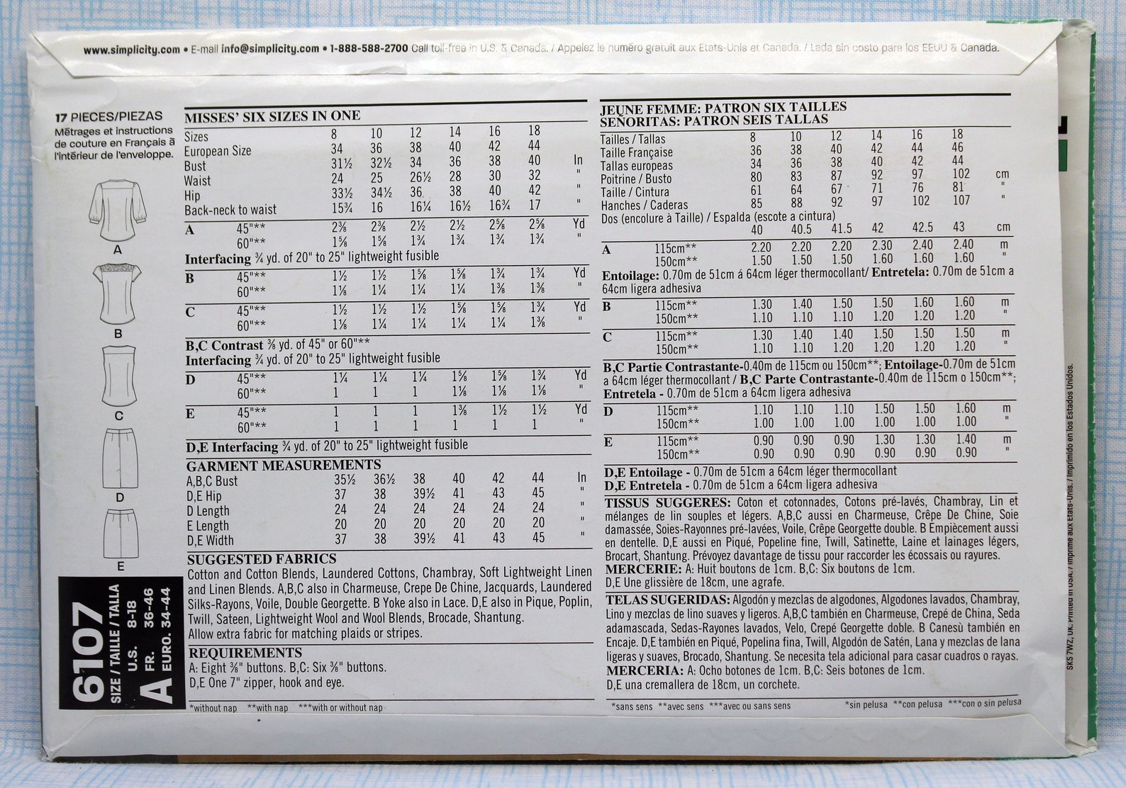 New Look Sewing Pattern 6107 Misses' Front Blouse and - Etsy