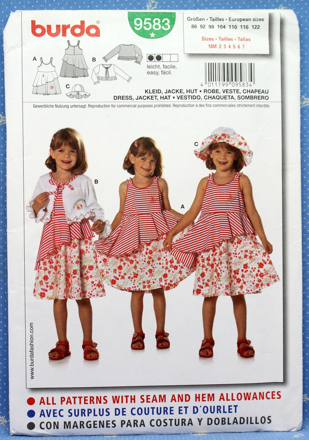 Burda Sewing Pattern 9583 Child's Sleeveless Dress - Etsy