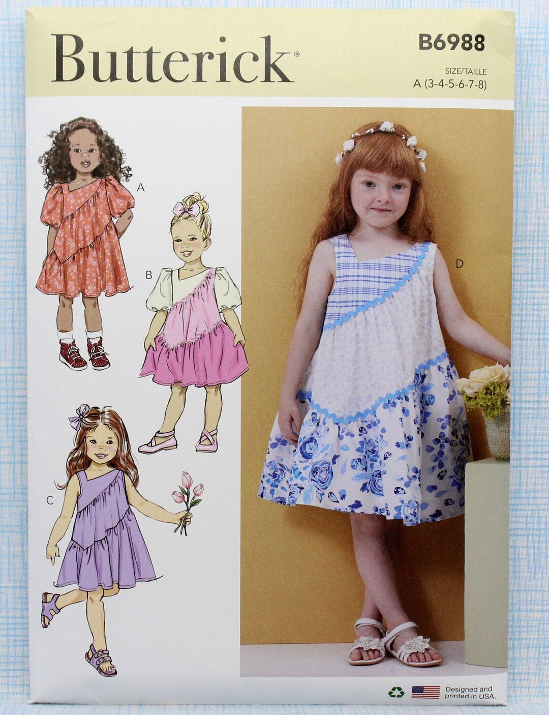 Butterick Sewing Pattern 6988 Children's Asymmetrical Dress, Uncut/ff ...