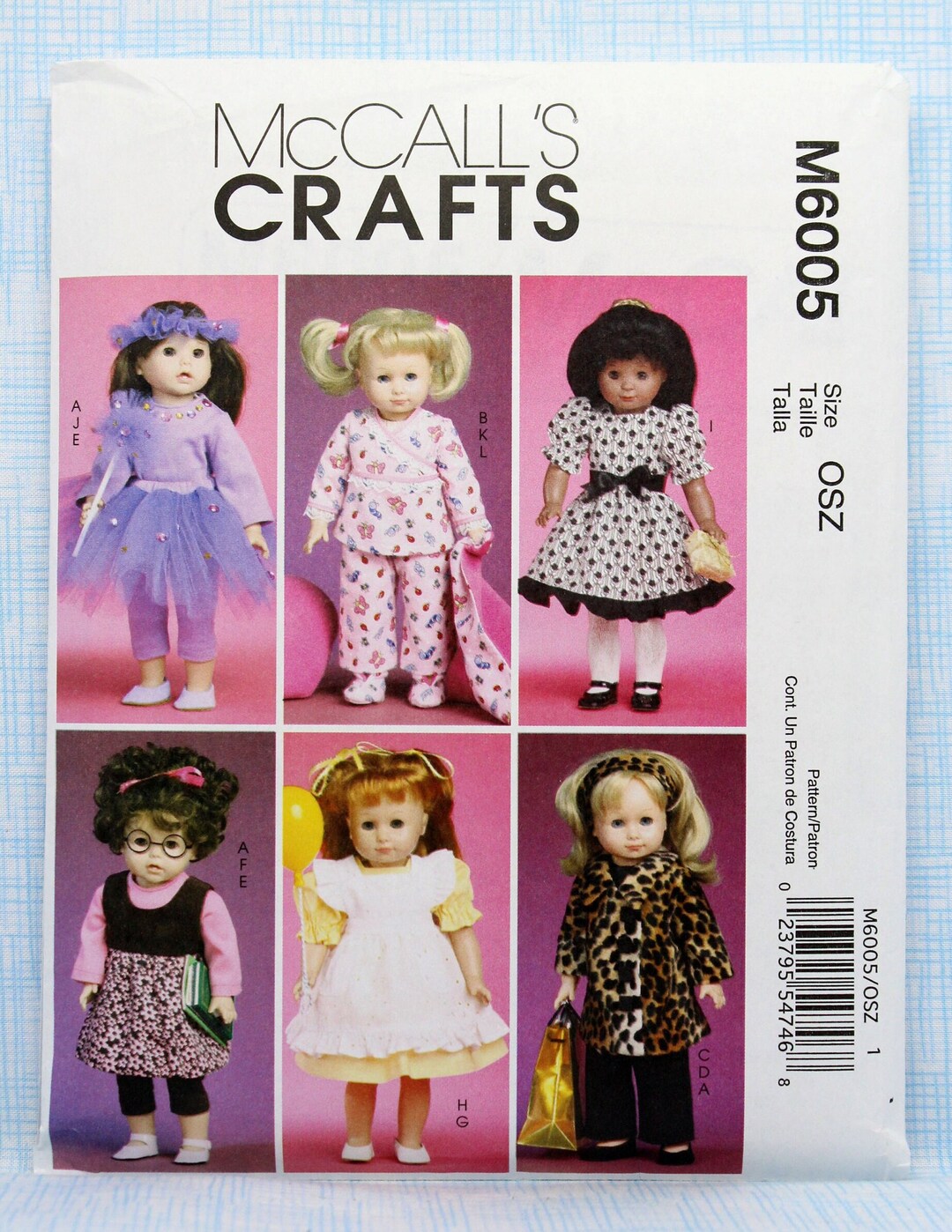 Mccall's Sewing Pattern 6005, 18 Doll Clothes Sewing Pattern, Doll Pjs ...