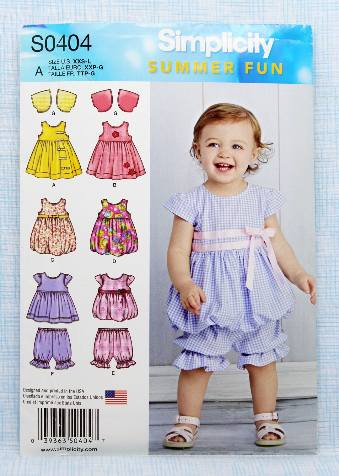 Simplicity Sewing Pattern S0404, Babies' Dress or Jumper, Top ...