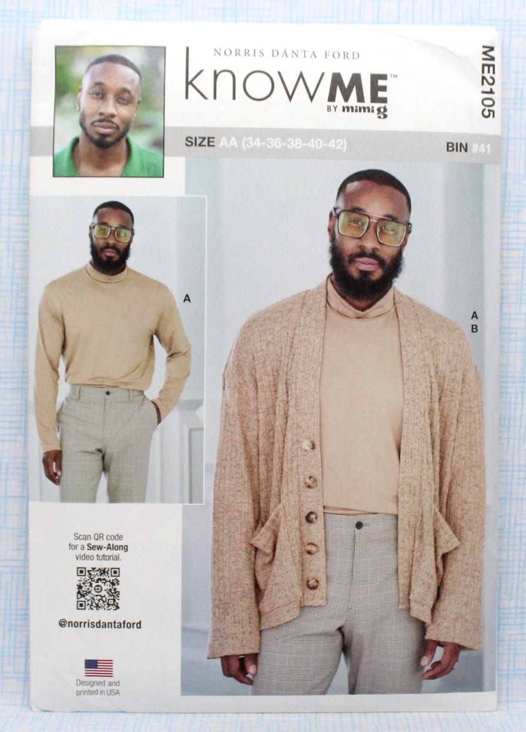 Know Me by Mimi G ME2105, Men's Knit Turtleneck and Cardigan, Uncut/ff ...