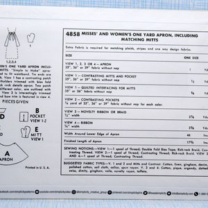 Simplicity Sewing Pattern 4858, Misses' Retro Aprons, Uncut/ff, One Size, Easy Apron Sewing ...