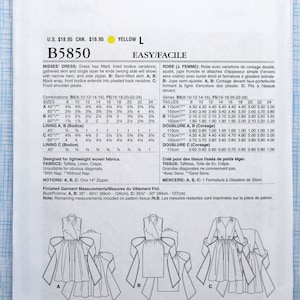 Butterick Sewing Pattern 5850, Misses' Dress With Fitted Bodice and ...