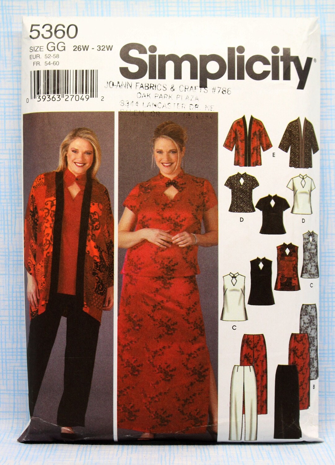 Simplicity Sewing Pattern 5360, Women's Pants, Skirt, Kimono and Tunic ...