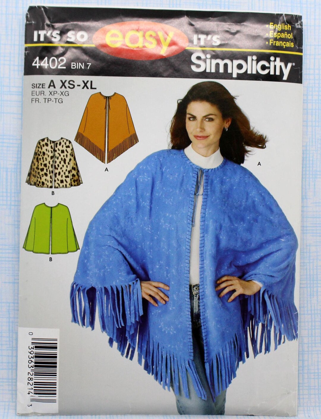 Simplicity Sewing Pattern 4402, Misses' Ponchos, Misses' Size XS S M L ...