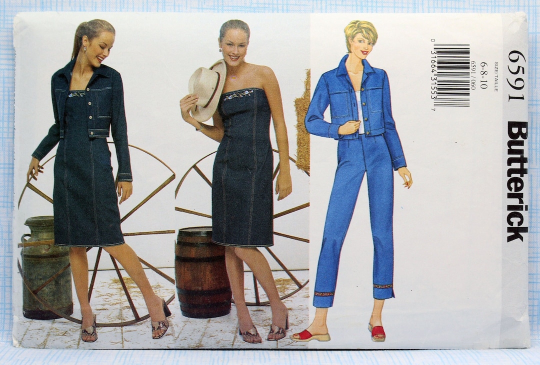 Butterick Sewing Pattern 6591, Misses' Easy Jacket, Strapless Dress and ...
