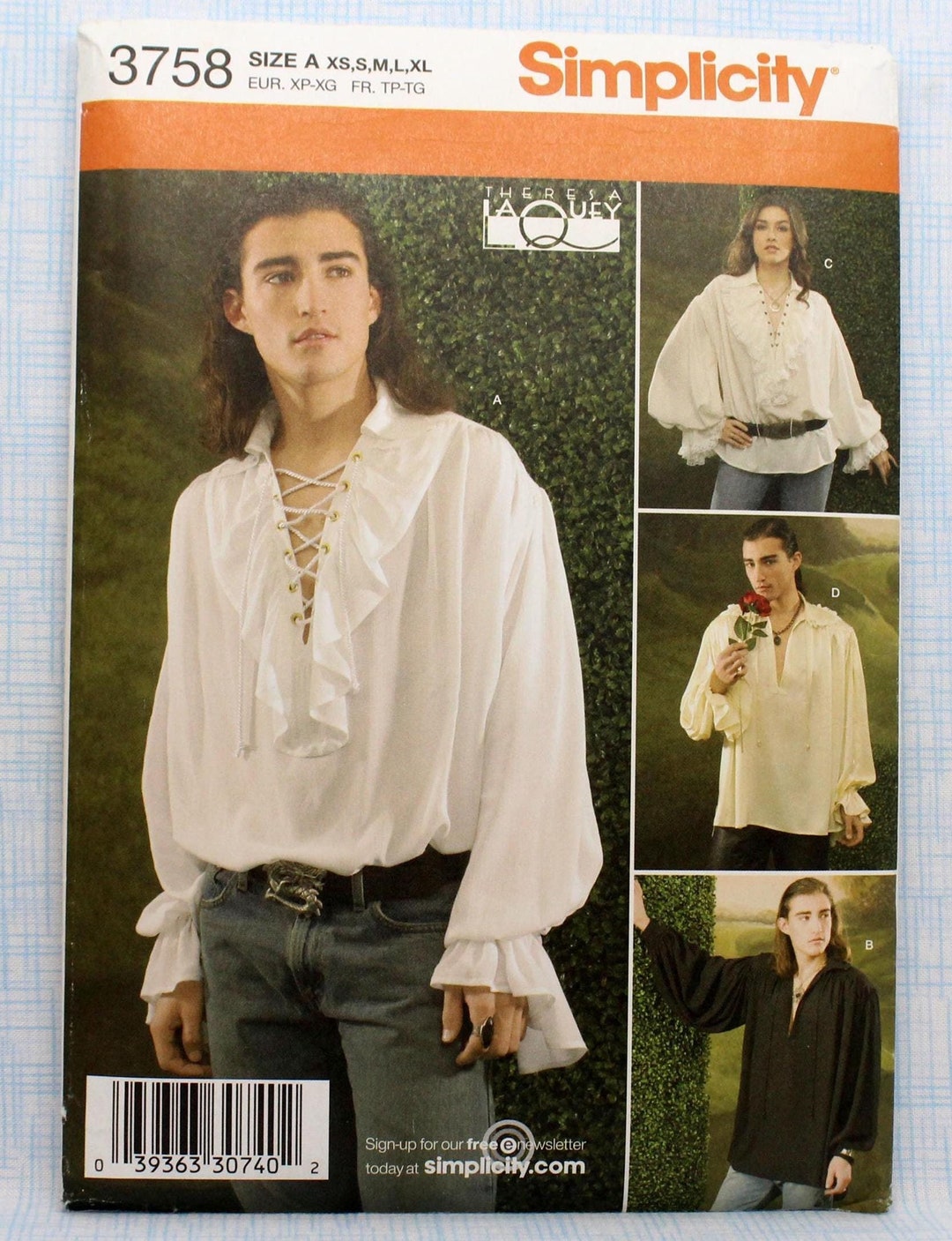 Simplicity Sewing Pattern 3758, Historical Shirt, Uncut/ff, Mens Misses ...