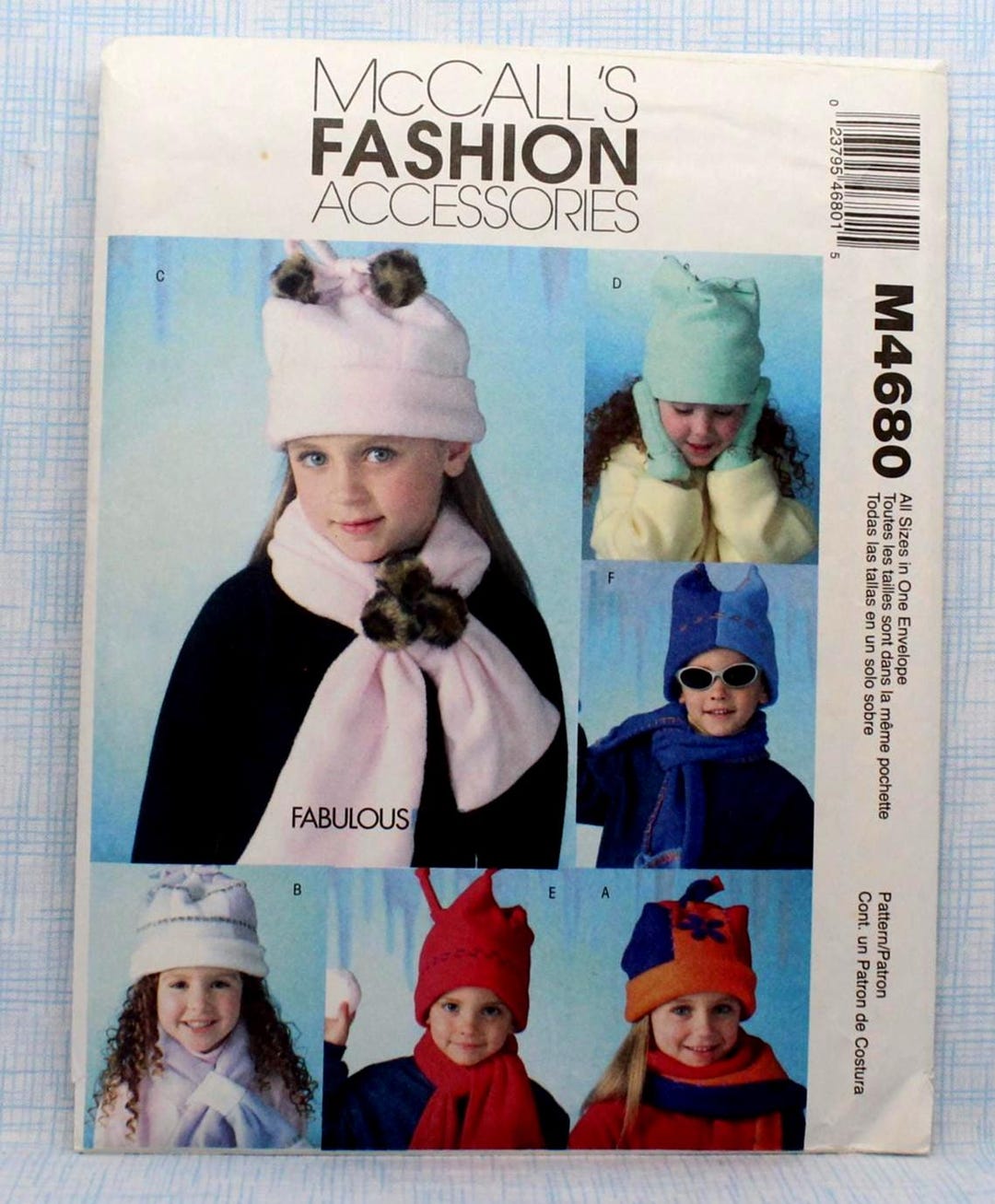 Mccall's Sewing Pattern 4680, Children's Fleece Hats, Scarves and ...